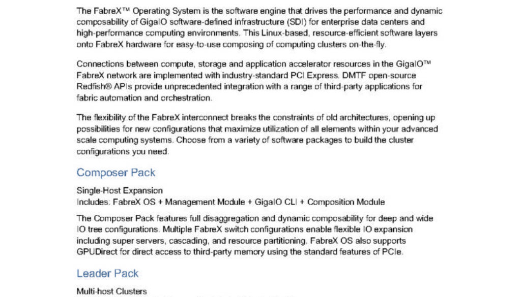 FabreX OS and Software - GigaIO